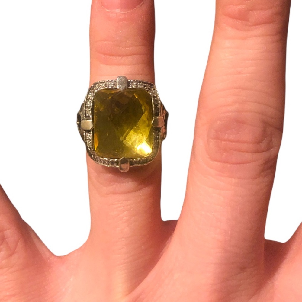 Diamond + Lemon Quartz Ring - Gem